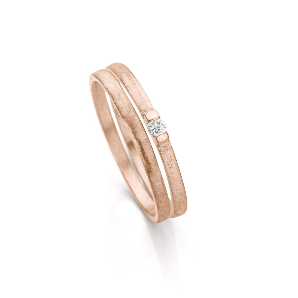 Simple rose gold combination 2 Handmade matching wedding and engagement ...